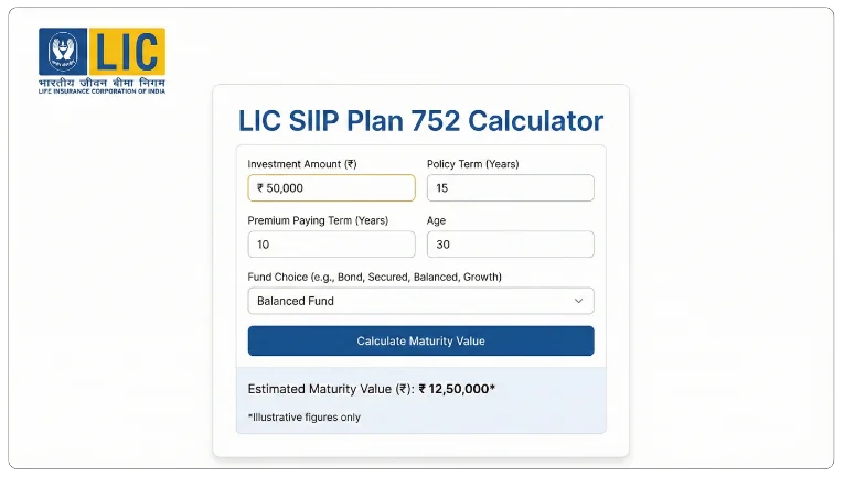 LIC SIIP Plan 752 Calculator - LIC Calculator